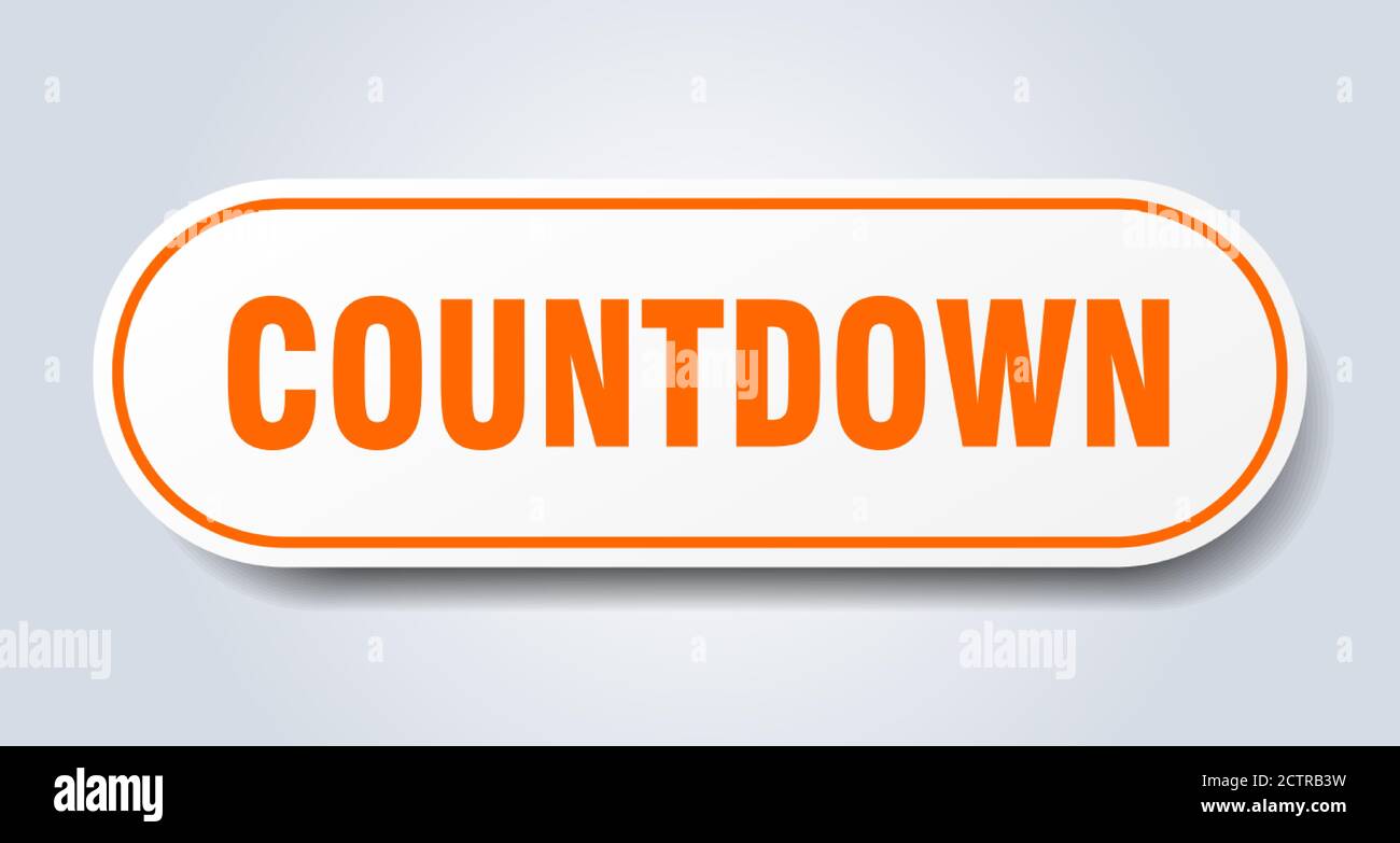 countdown sign. rounded isolated sticker. white button Stock Vector ...