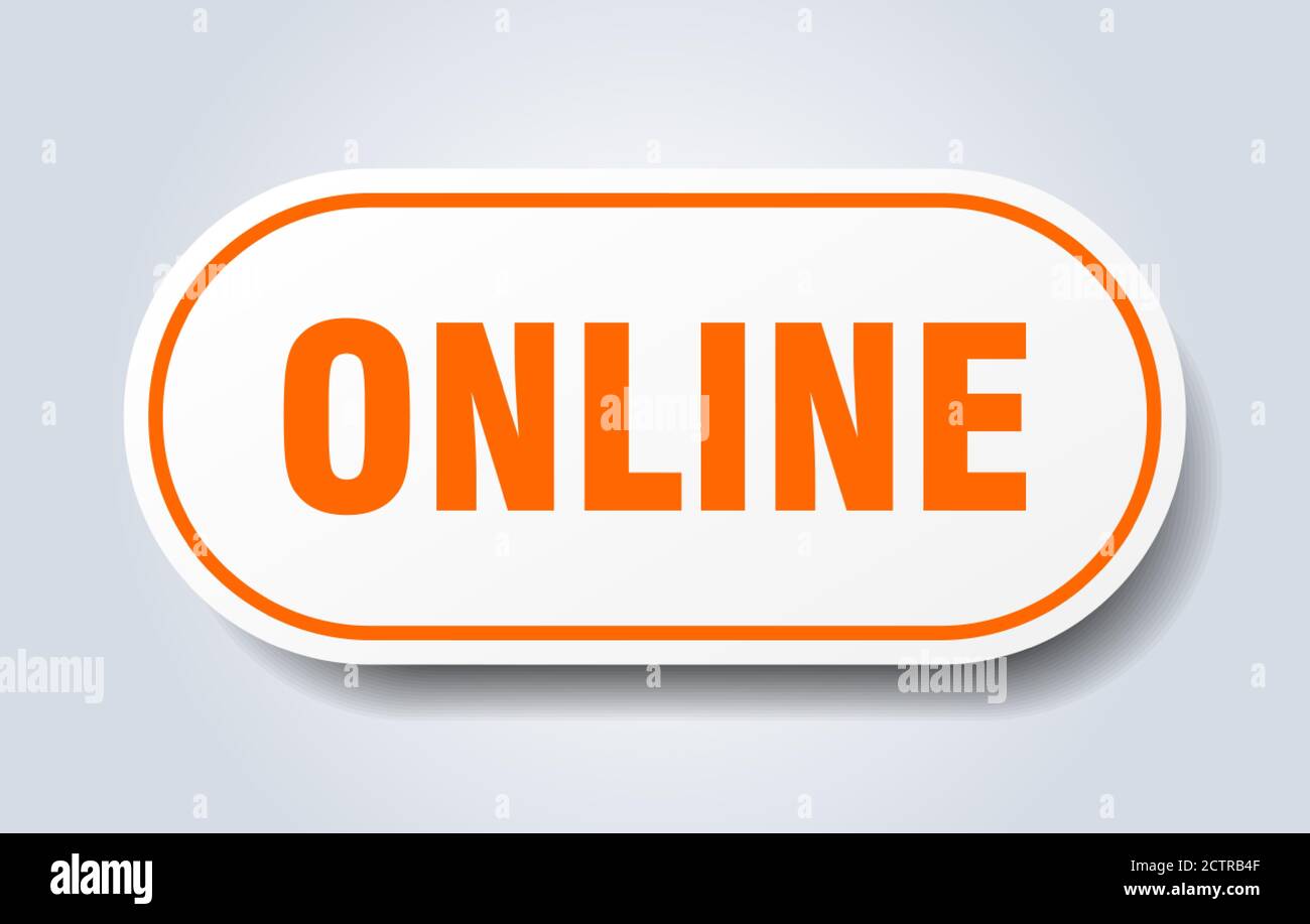 online sign. rounded isolated sticker. white button Stock Vector Image ...