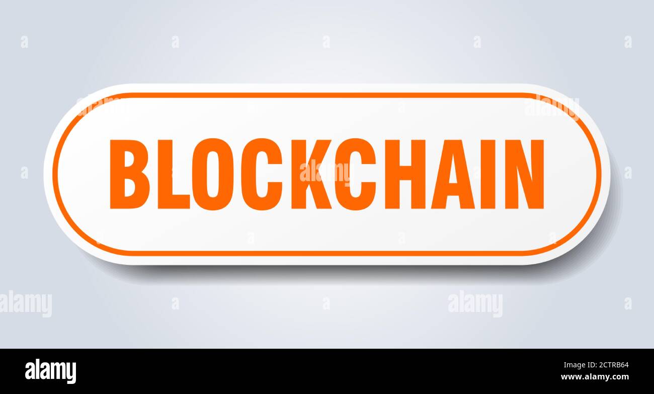 blockchain sign. rounded isolated sticker. white button Stock Vector ...
