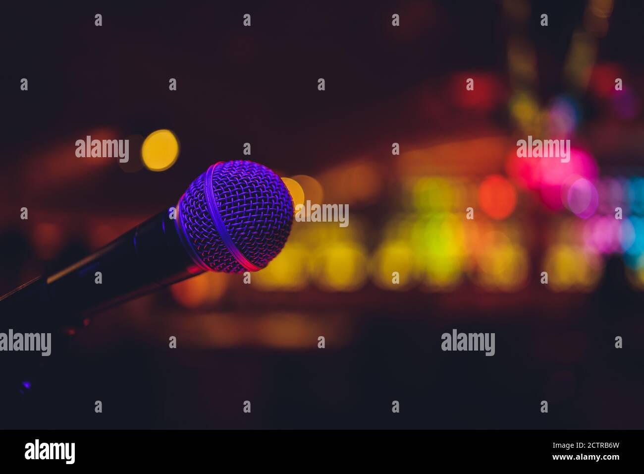 Close up of microphone in concert hall or conference room Stock Photo ...