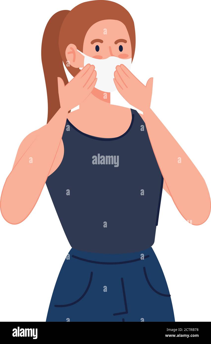 Woman cartoon with medical mask vector design Stock Vector Image & Art ...