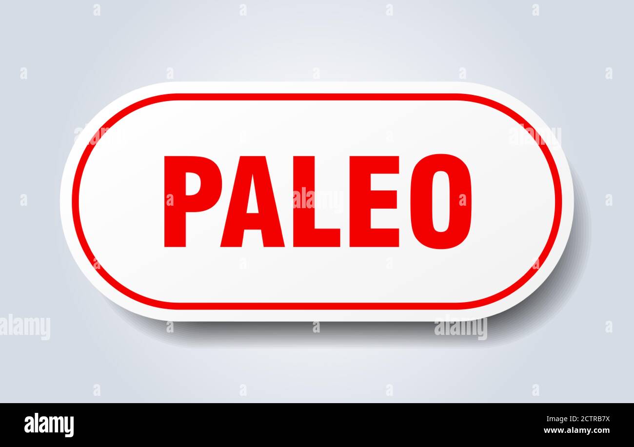 paleo sign. rounded isolated sticker. white button Stock Vector Image ...