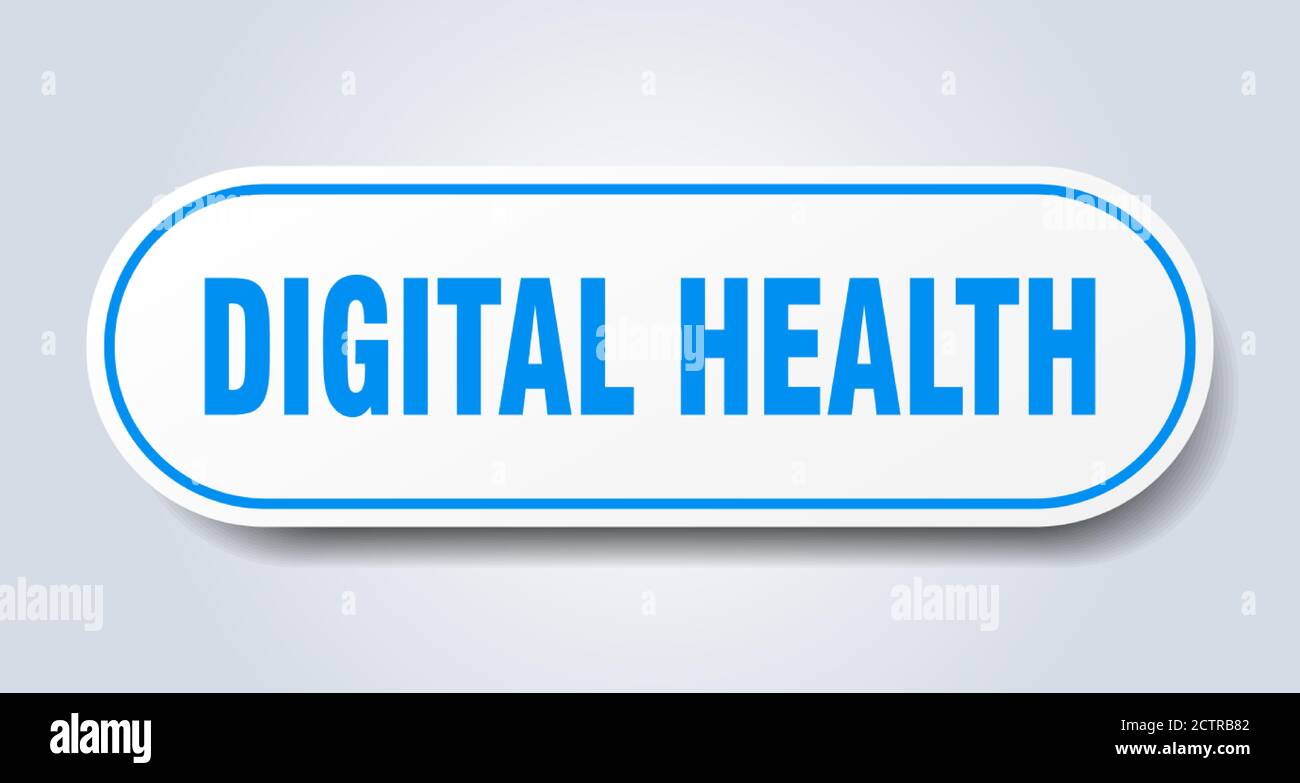 digital health sign. rounded isolated sticker. white button Stock ...