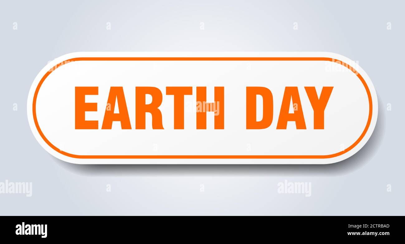 earth day sign. rounded isolated sticker. white button Stock Vector ...