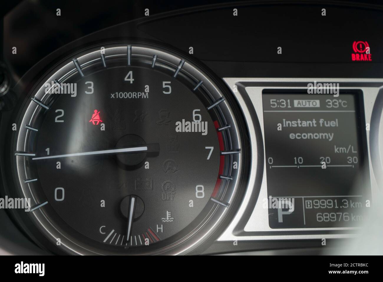 Dashboard on car showing car speedometer Stock Photo - Alamy