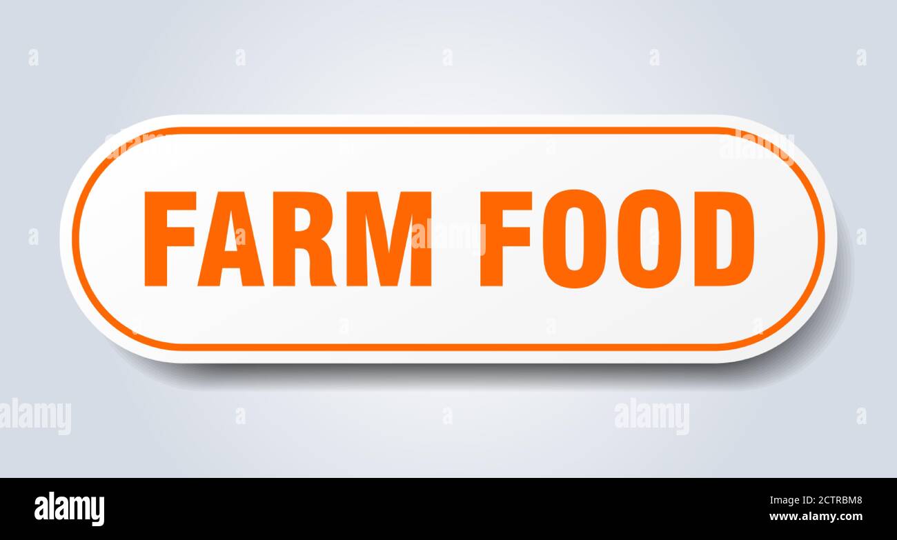 farm food sign. rounded isolated sticker. white button Stock Vector ...