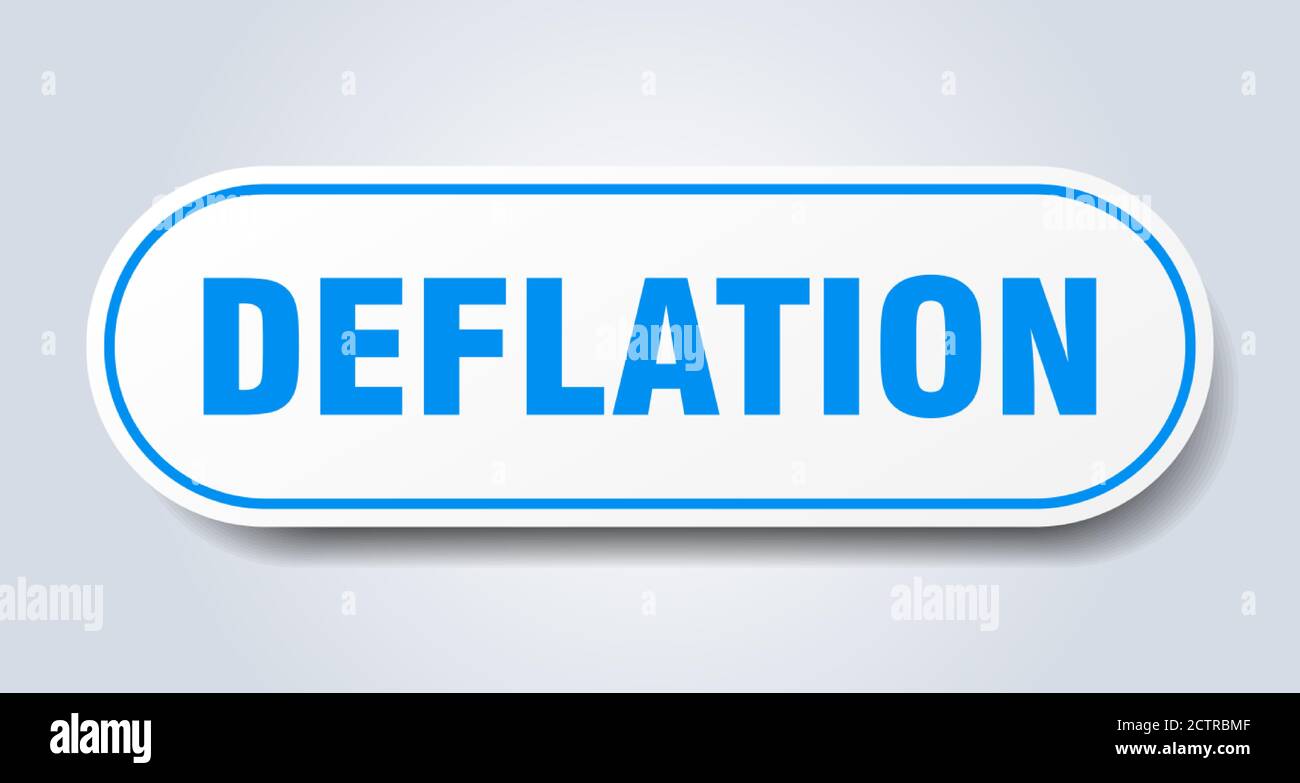 deflation sign. rounded isolated sticker. white button Stock Vector ...