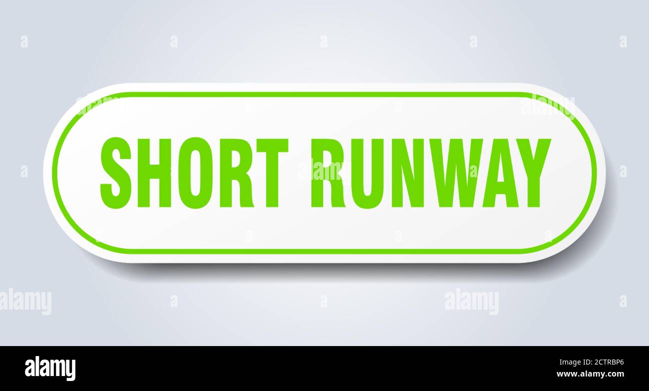 short runway sign. rounded isolated sticker. white button Stock Vector ...