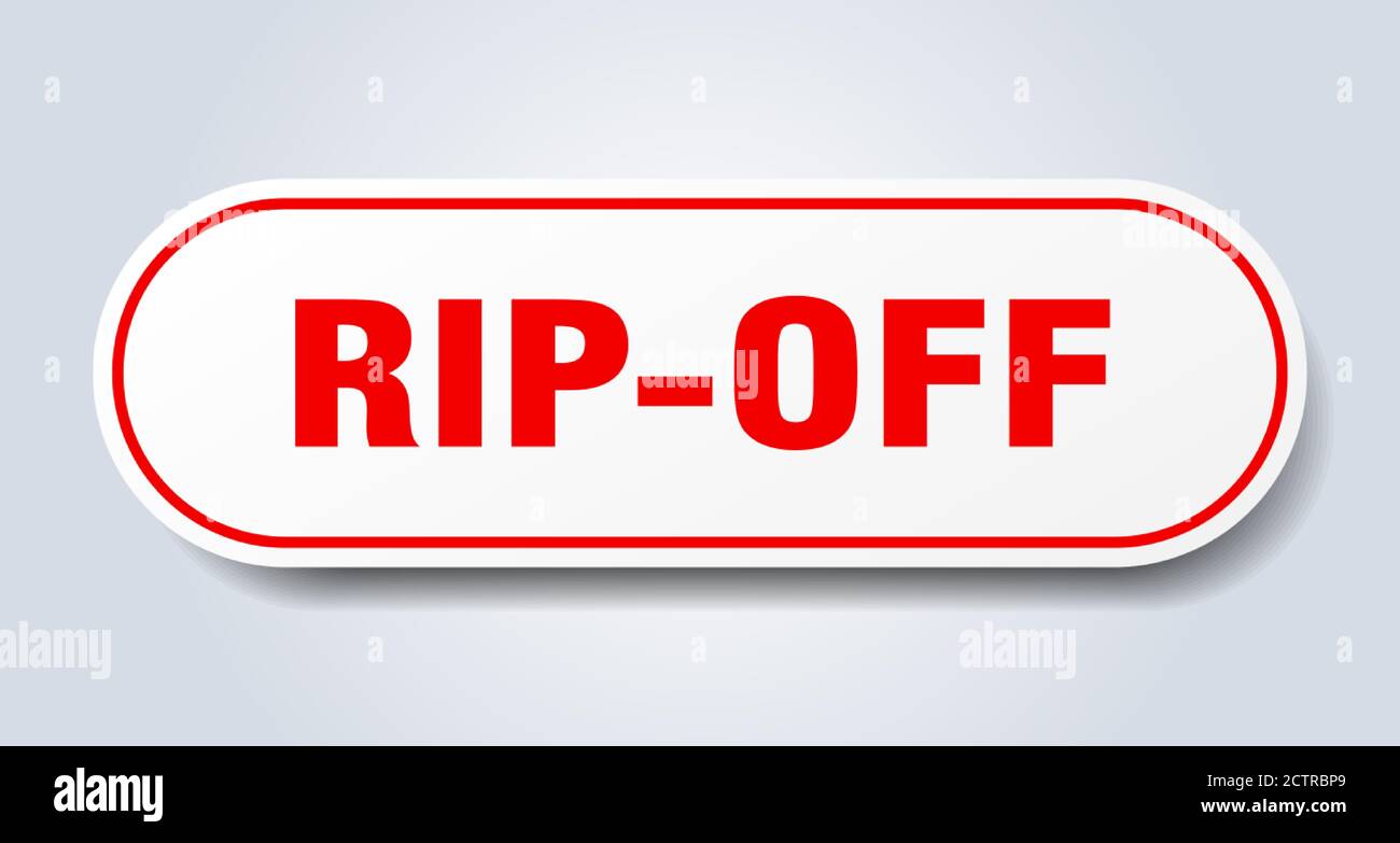 rip-off sign. rounded isolated sticker. white button Stock Vector Image ...