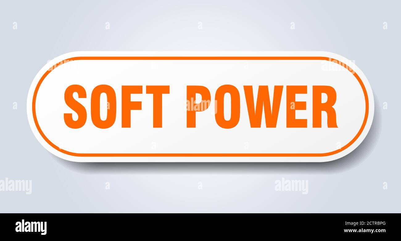 soft power sign. rounded isolated sticker. white button Stock Vector ...