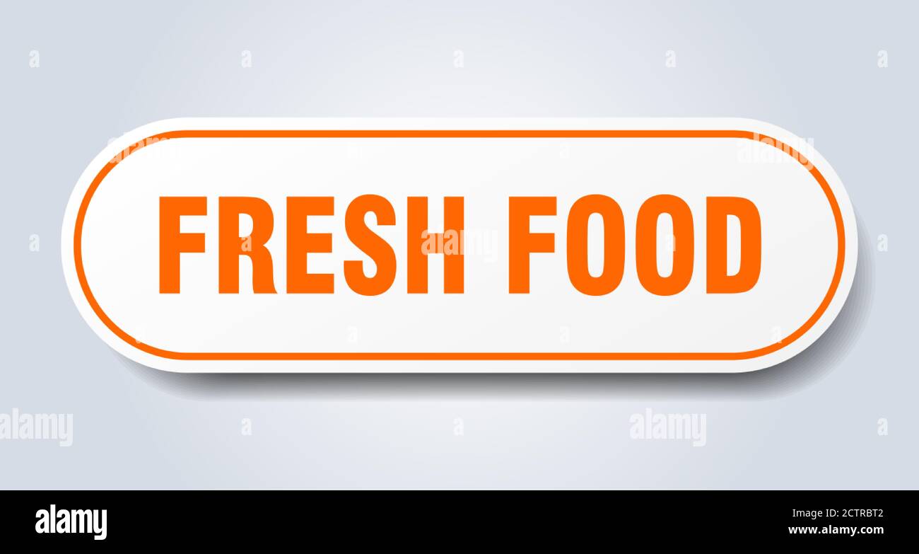 fresh food sign. rounded isolated sticker. white button Stock Vector ...