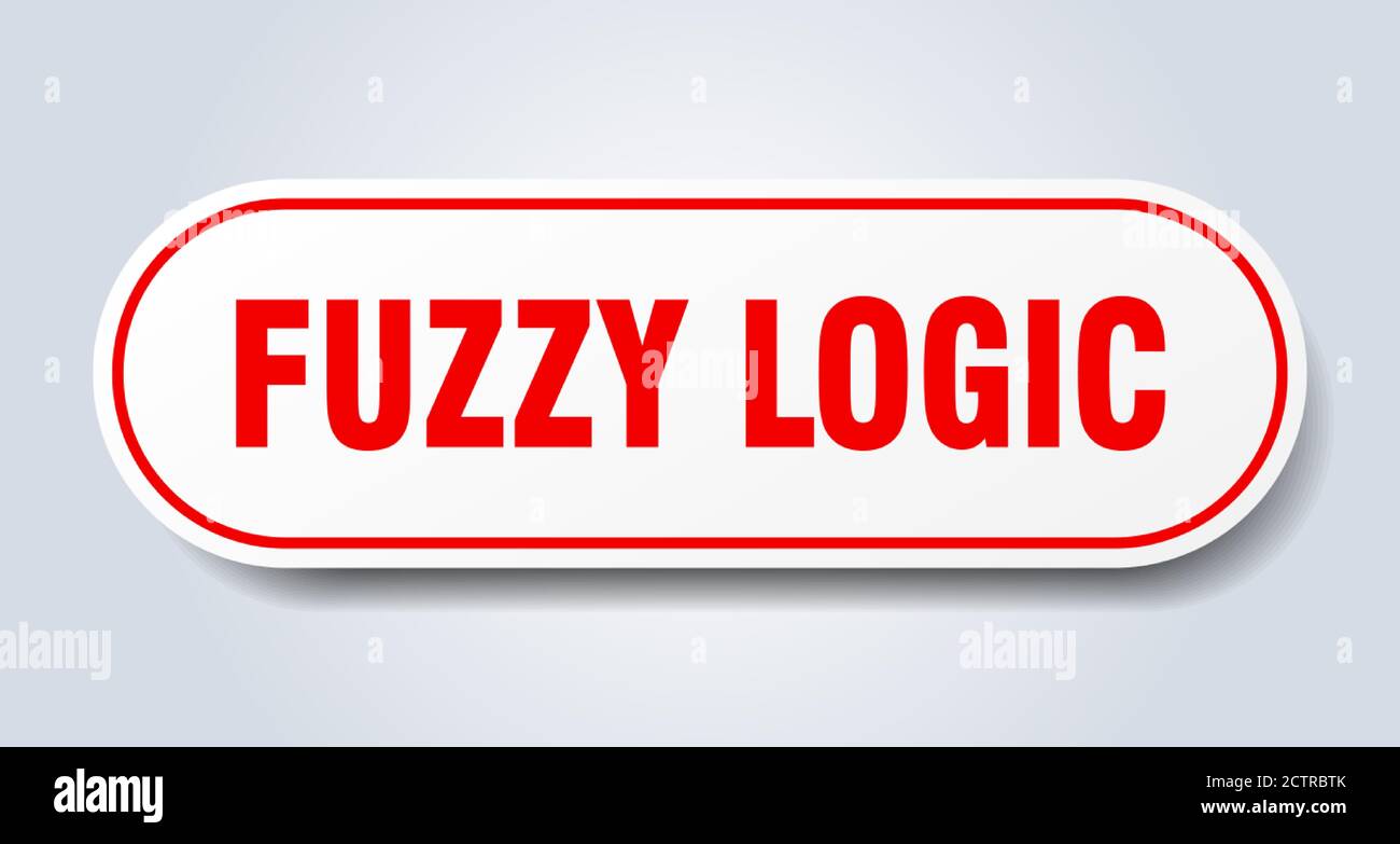 fuzzy logic sign. rounded isolated sticker. white button Stock Vector ...