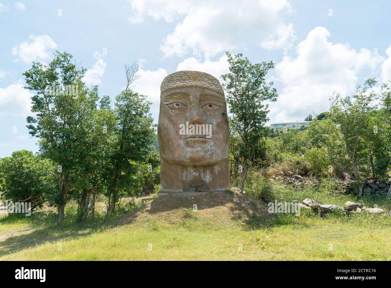 Statue at happy bay beach on the caribbean island of st.maarten/st ...