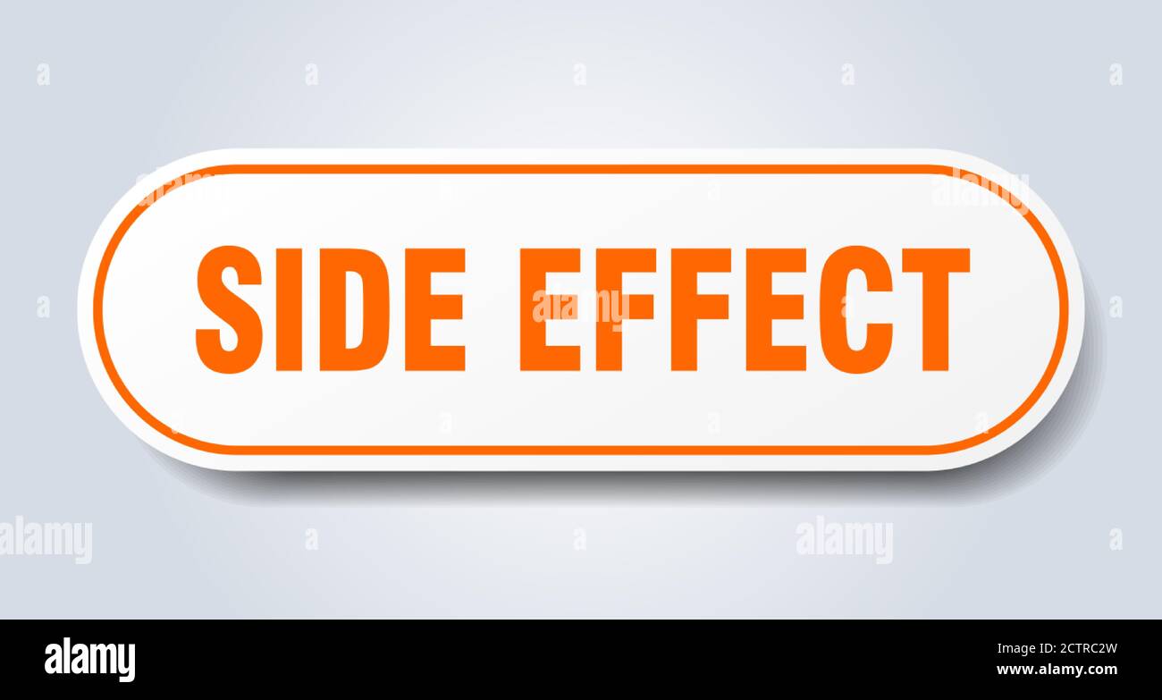 side effect sign. rounded isolated sticker. white button Stock Vector ...