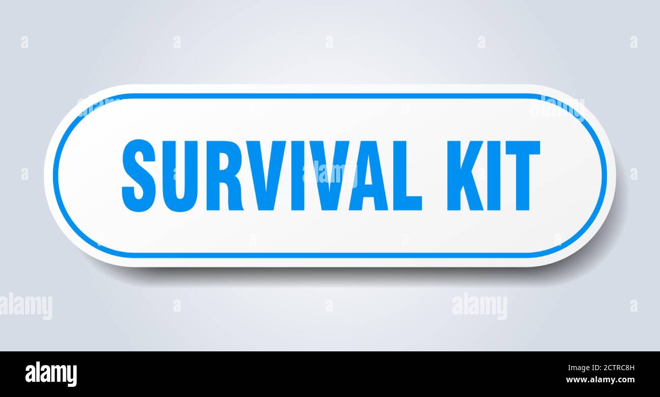 survival kit sign. rounded isolated sticker. white button Stock Vector ...