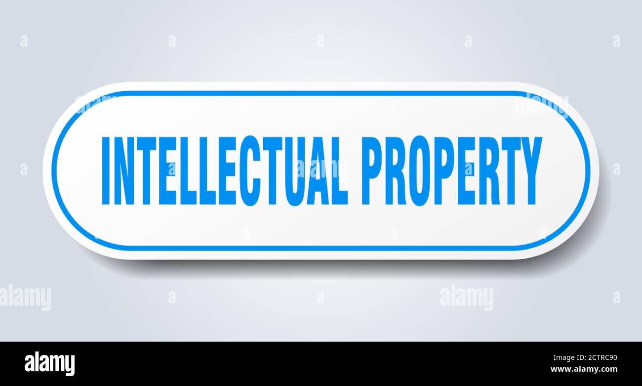 intellectual property sign. rounded isolated sticker. white button ...
