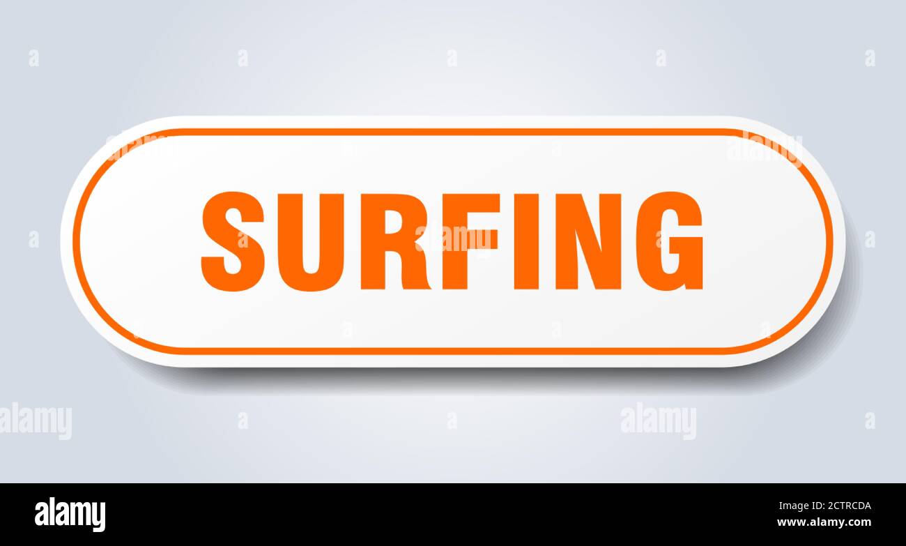 surfing sign. rounded isolated sticker. white button Stock Vector Image ...