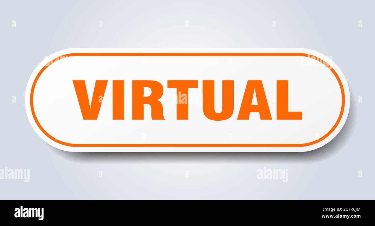 virtual sign. rounded isolated sticker. white button Stock Vector Image ...