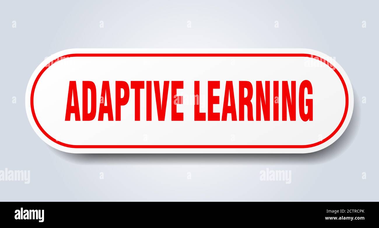 adaptive learning sign. rounded isolated sticker. white button Stock ...