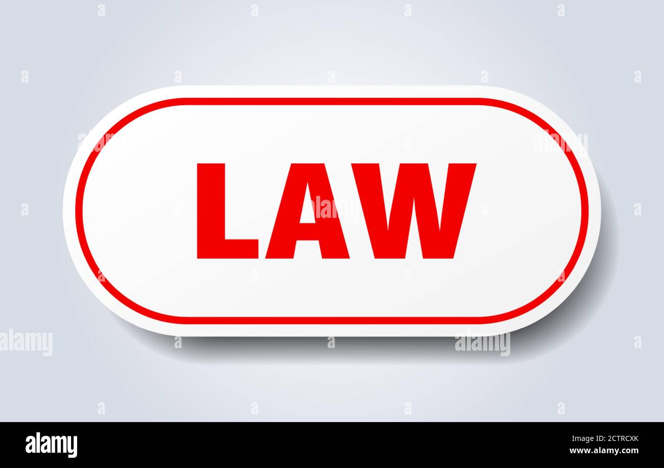 law sign. rounded isolated sticker. white button Stock Vector Image ...