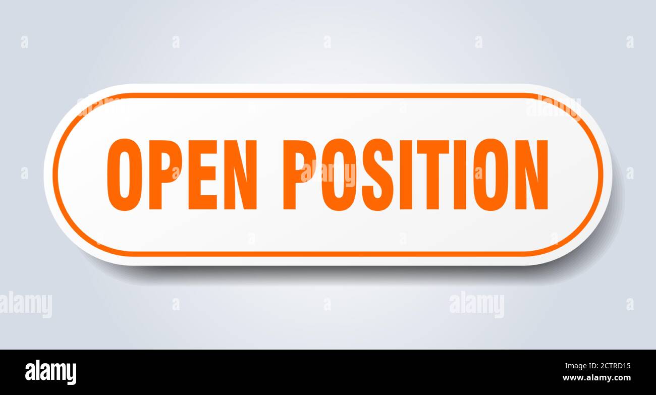 open position sign. rounded isolated sticker. white button Stock Vector ...