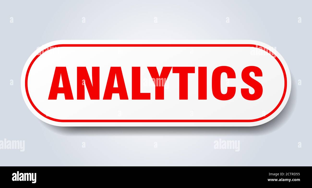 analytics sign. rounded isolated sticker. white button Stock Vector ...