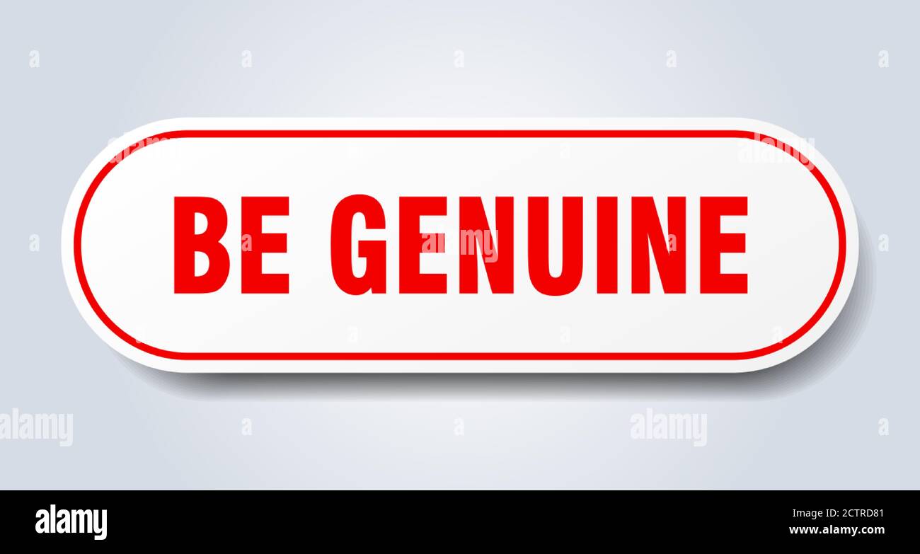 be genuine sign. rounded isolated sticker. white button Stock Vector ...