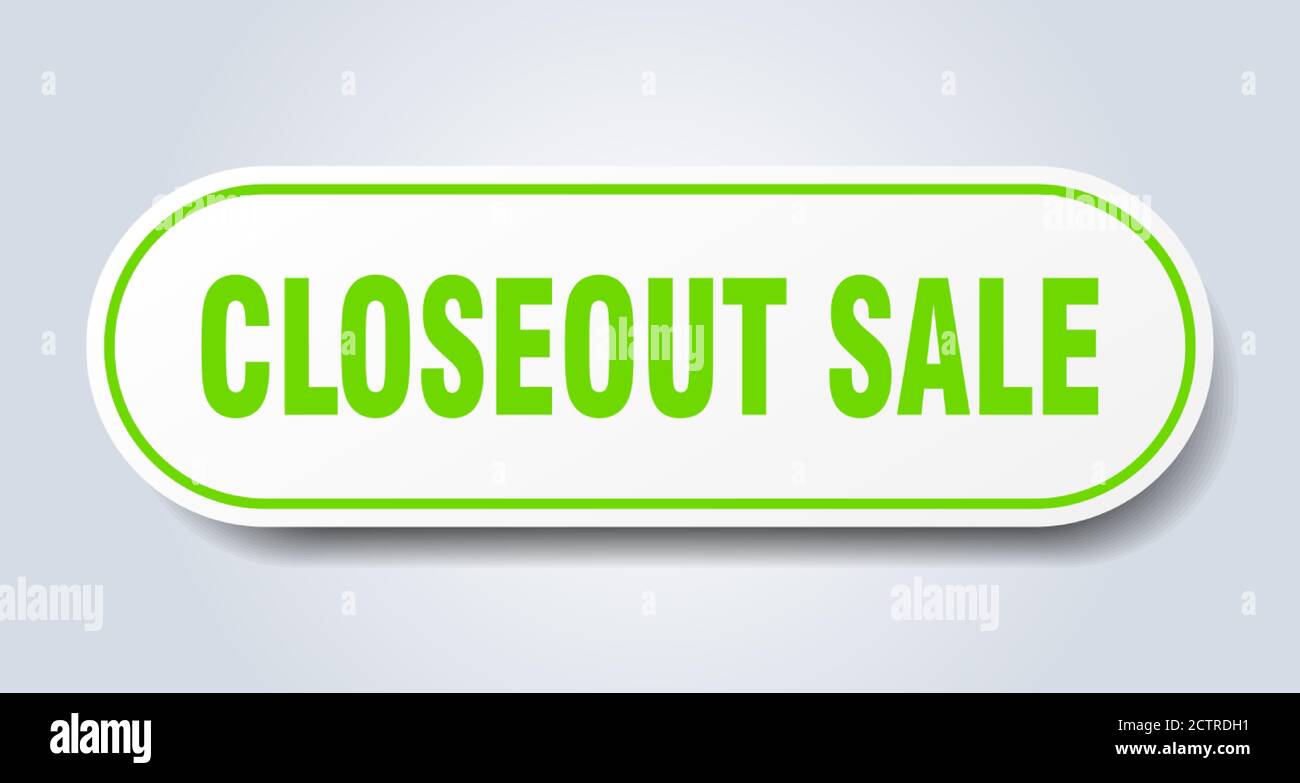 closeout sale sign. rounded isolated sticker. white button Stock Vector ...