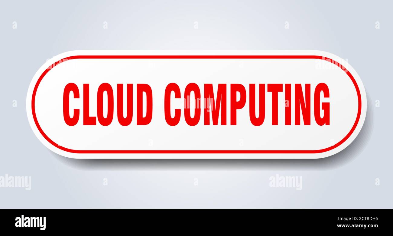 cloud computing sign. rounded isolated sticker. white button Stock ...