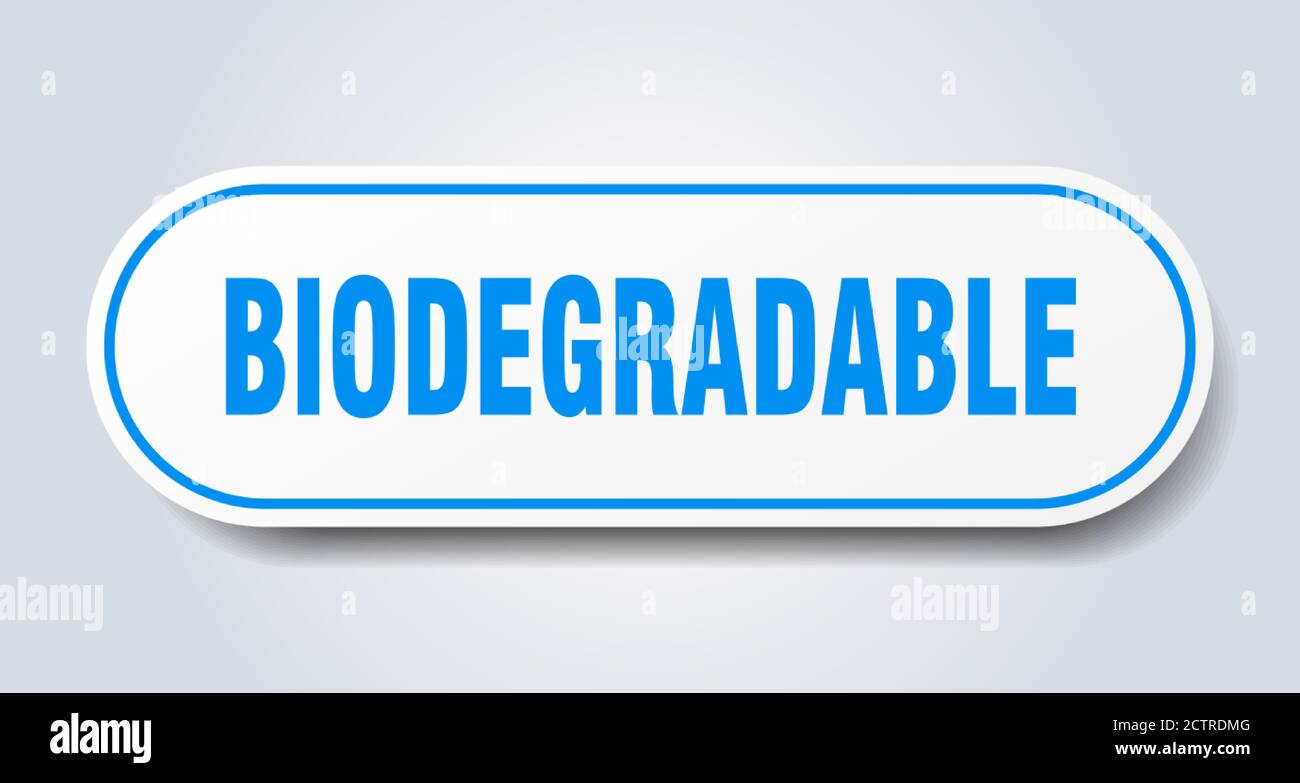 biodegradable sign. rounded isolated sticker. white button Stock Vector ...