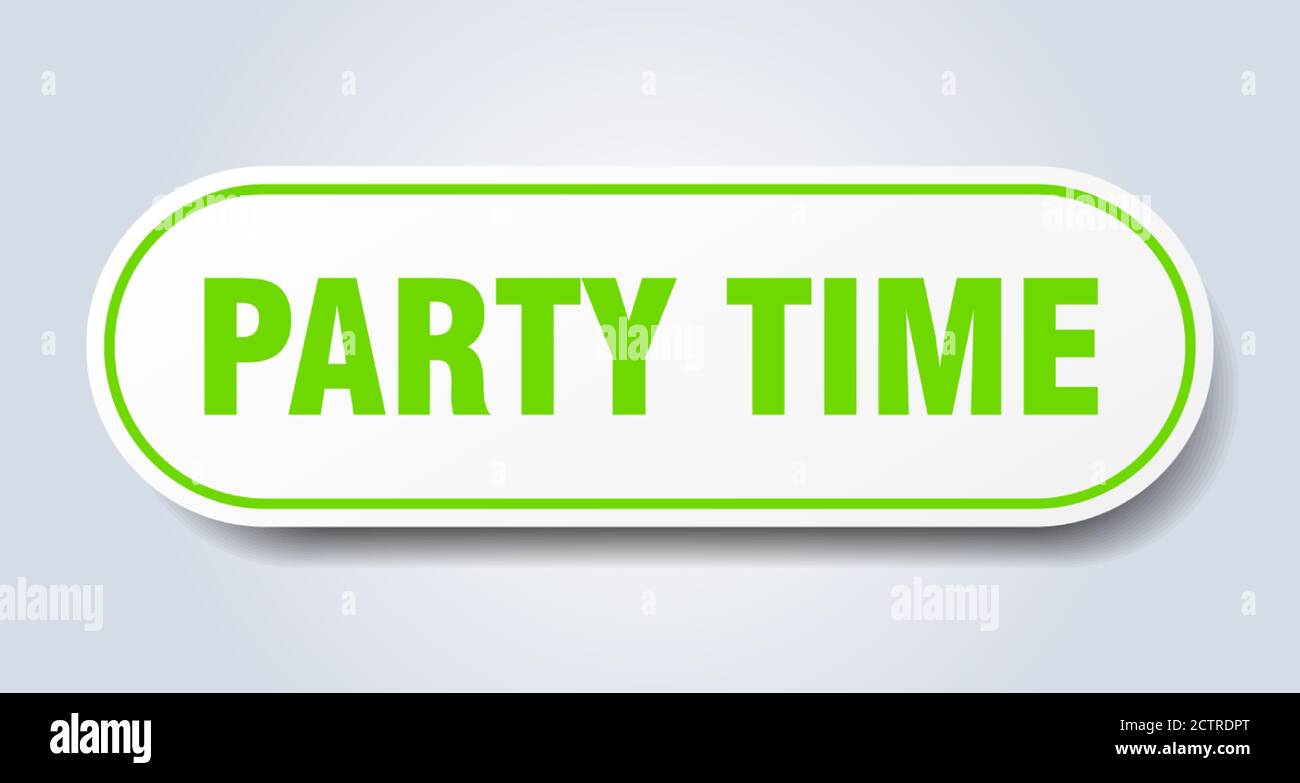 party time sign. rounded isolated sticker. white button Stock Vector ...