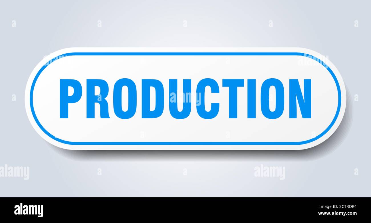 production sign. rounded isolated sticker. white button Stock Vector ...