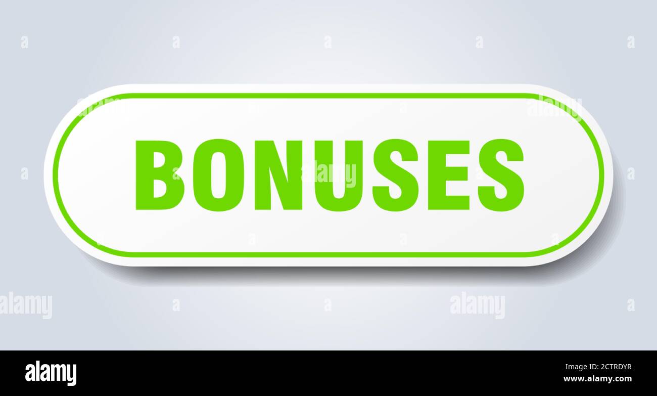 bonuses sign. rounded isolated sticker. white button Stock Vector Image ...