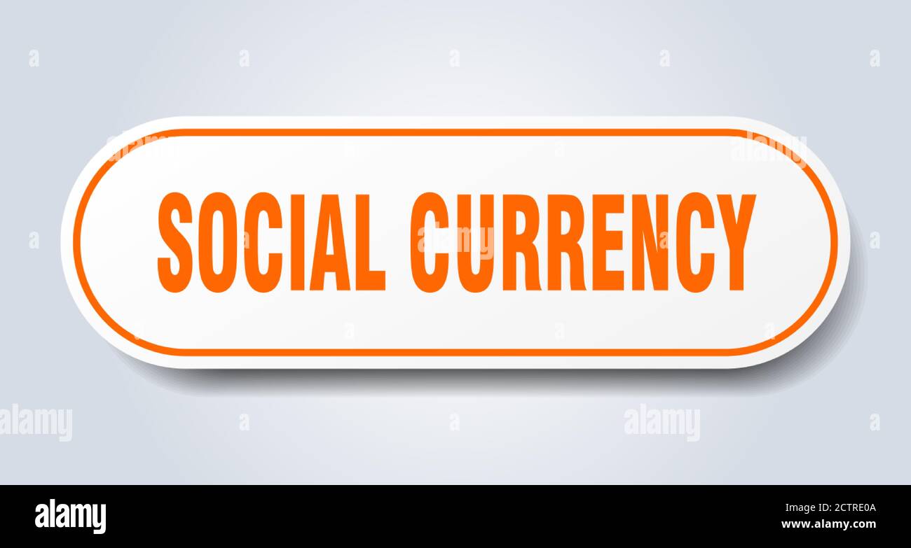 social currency sign. rounded isolated sticker. white button Stock ...