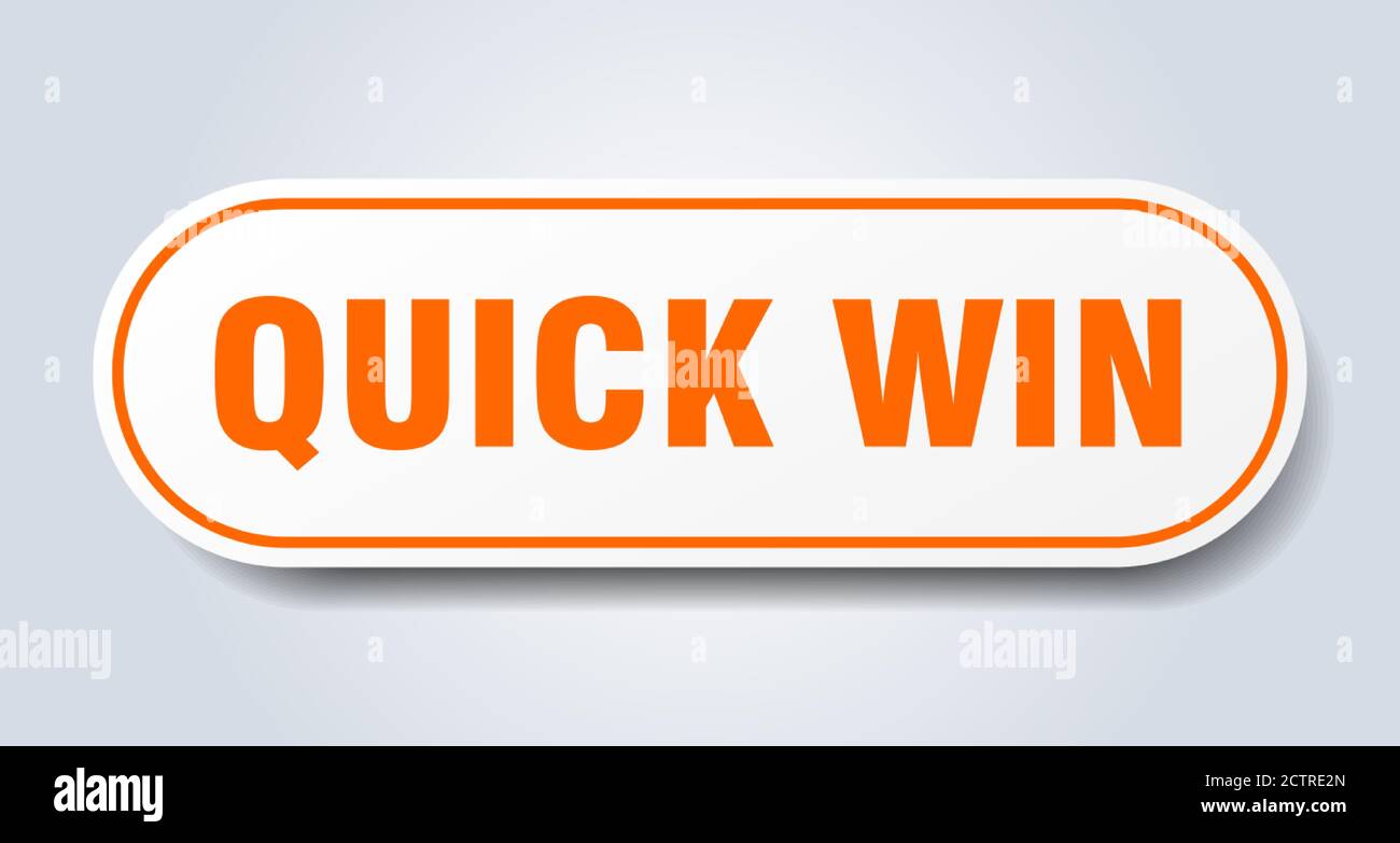 quick win sign. rounded isolated sticker. white button Stock Vector ...