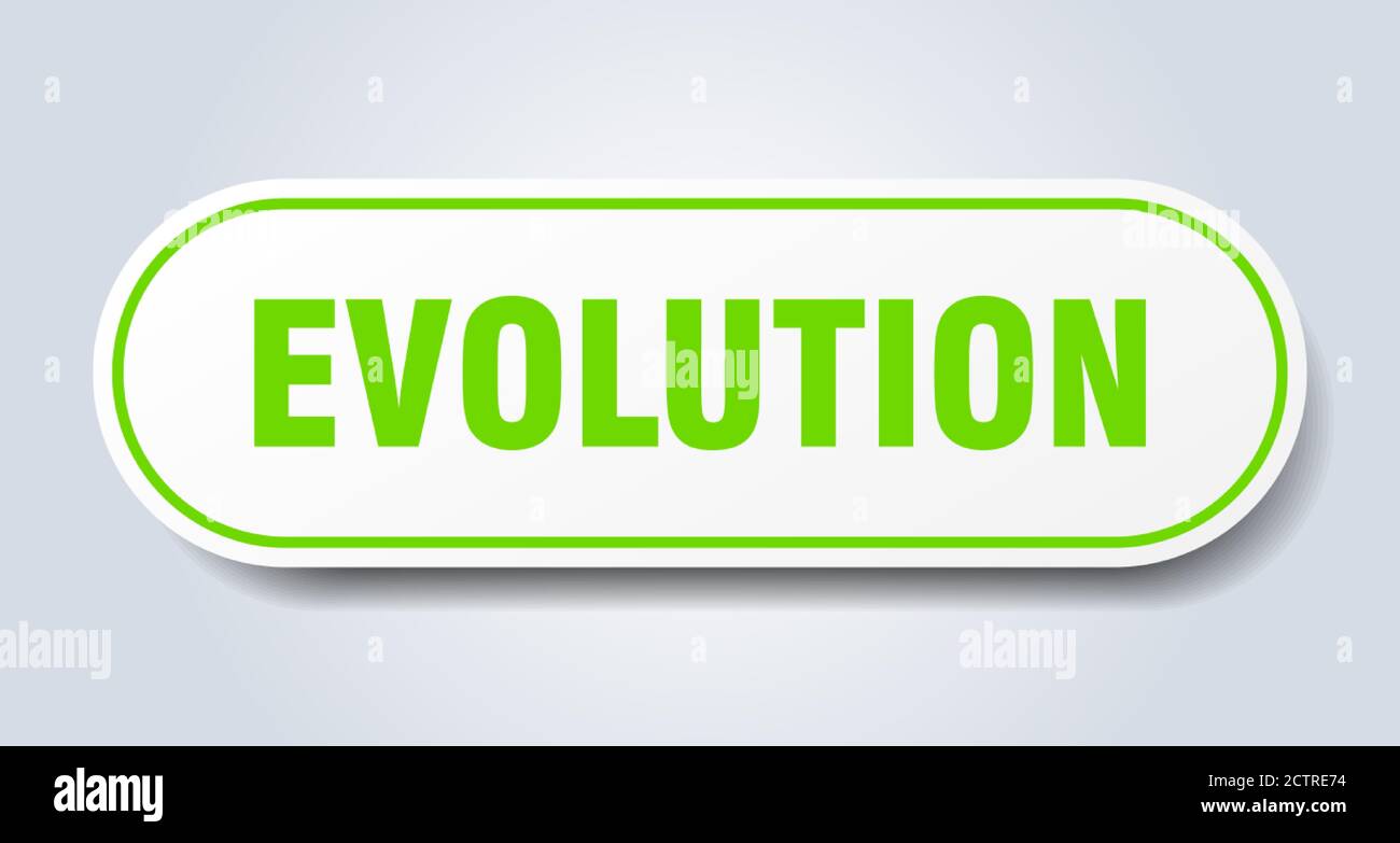 evolution sign. rounded isolated sticker. white button Stock Vector ...
