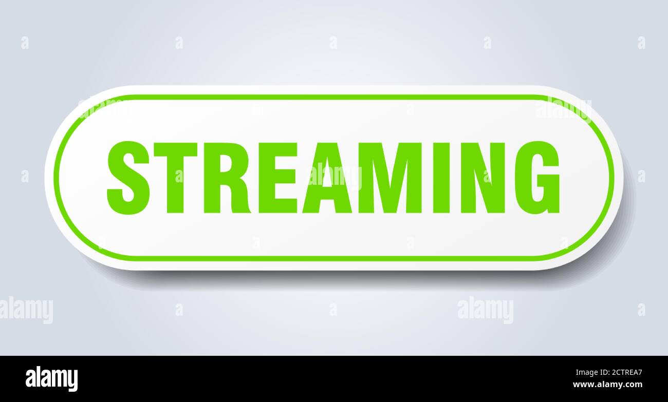 streaming sign. rounded isolated sticker. white button Stock Vector ...