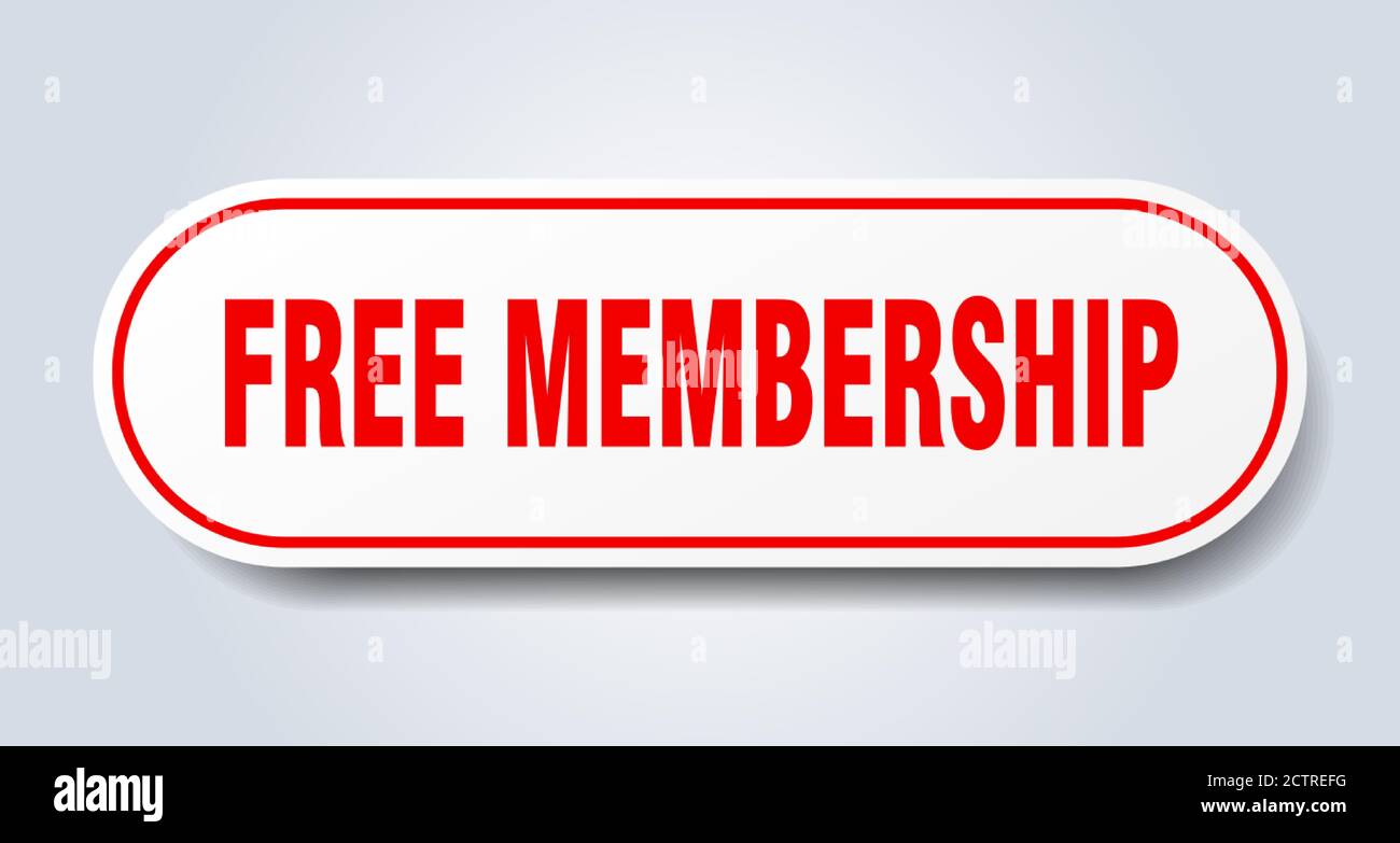 free membership sign. rounded isolated sticker. white button Stock ...
