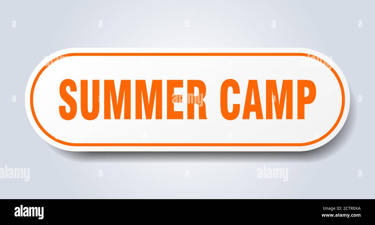 summer camp sign. rounded isolated sticker. white button Stock Vector ...