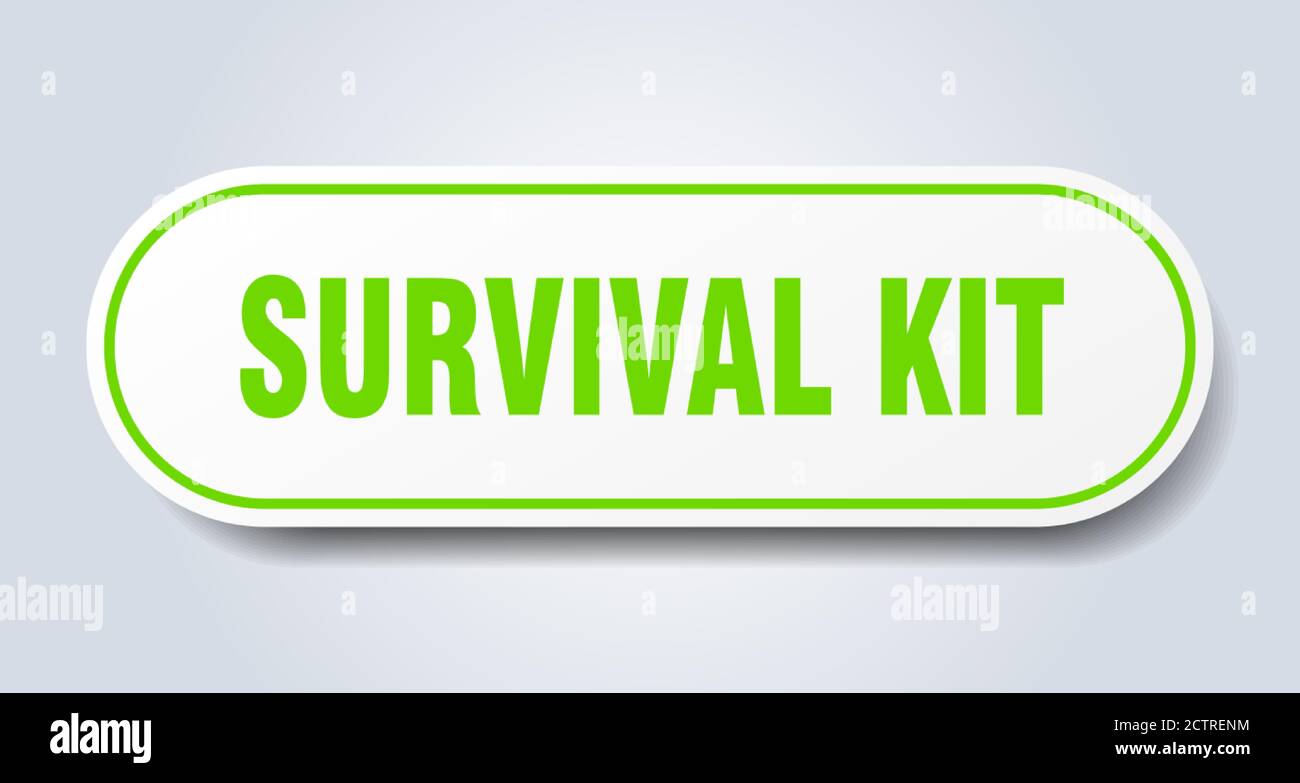 survival kit sign. rounded isolated sticker. white button Stock Vector ...