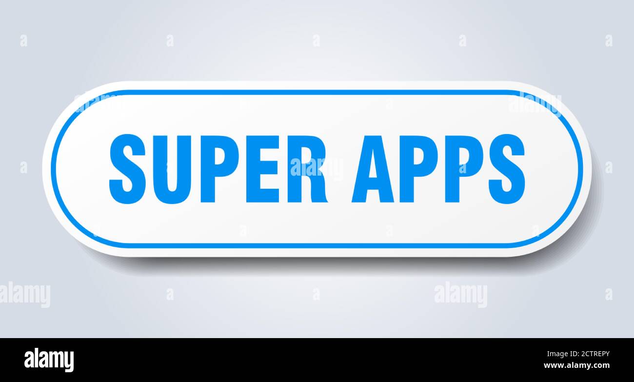 super apps sign. rounded isolated sticker. white button Stock Vector ...
