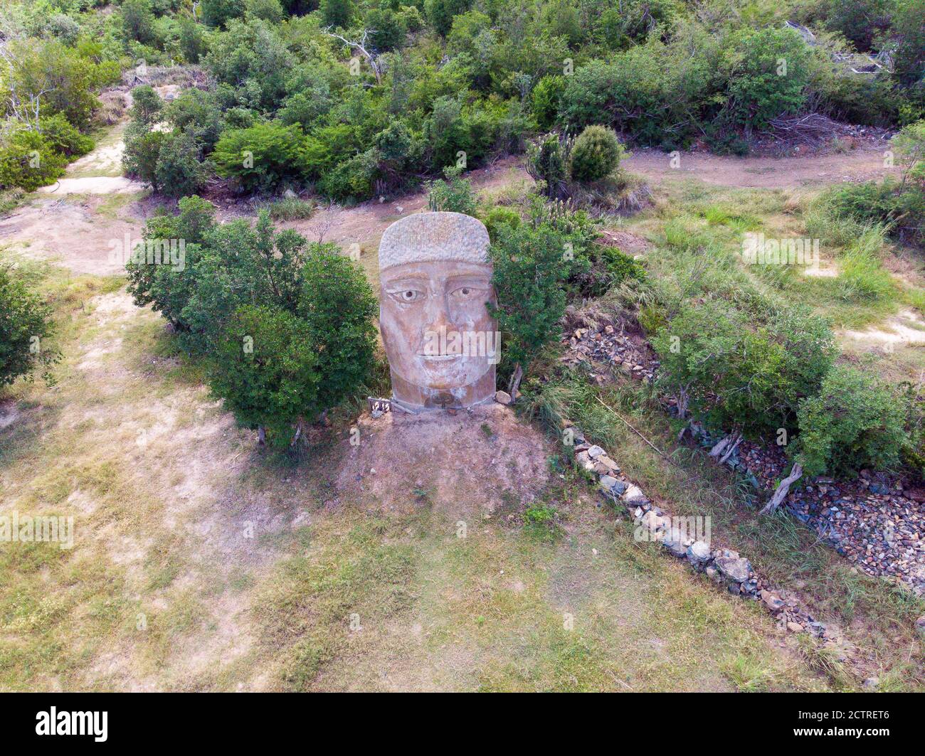 Statue at happy bay beach on the caribbean island of st.maarten/st ...