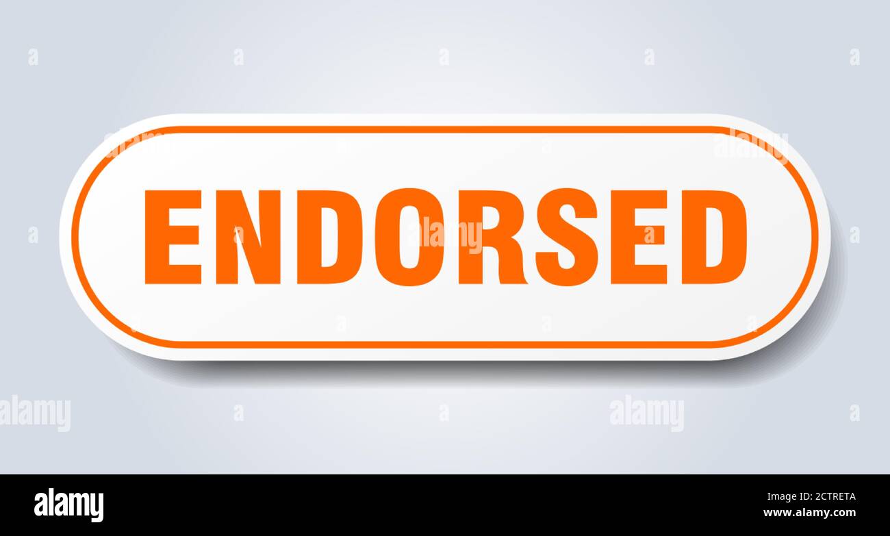 endorsed sign. rounded isolated sticker. white button Stock Vector ...