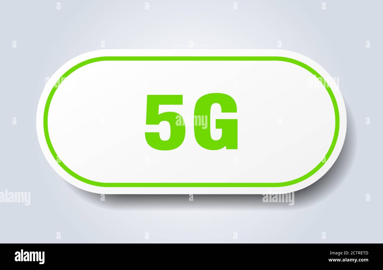 5g sign. rounded isolated sticker. white button Stock Vector Image ...