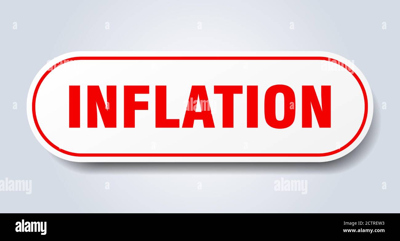 inflation sign. rounded isolated sticker. white button Stock Vector ...
