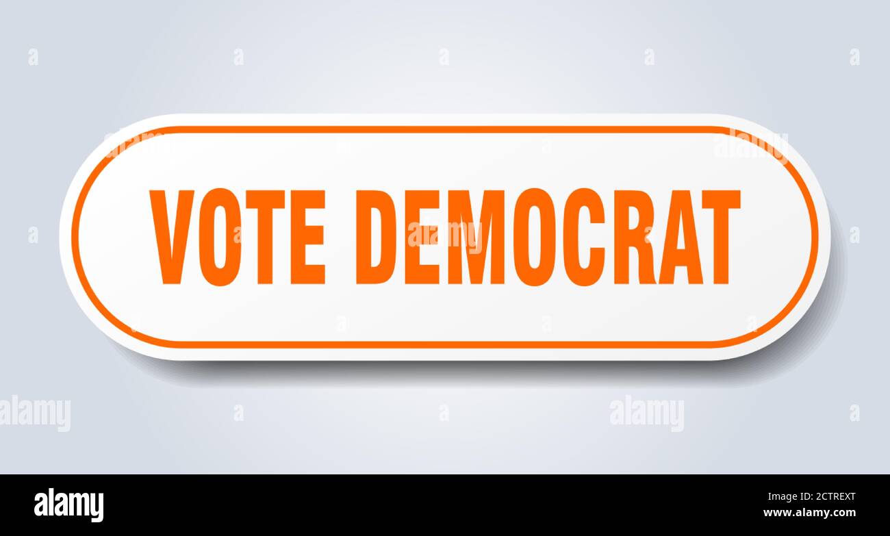vote democrat sign. rounded isolated sticker. white button Stock Vector ...