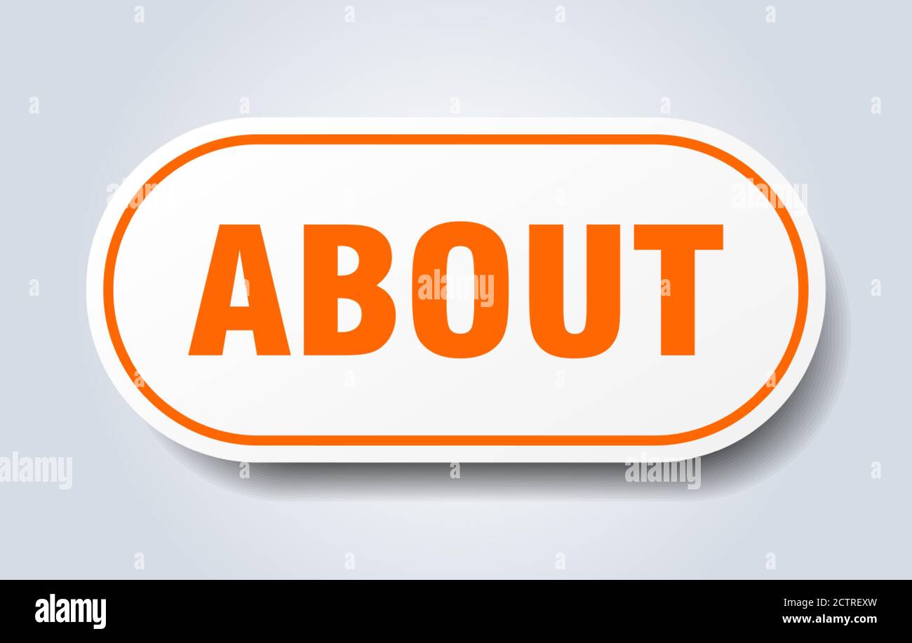 about sign. rounded isolated sticker. white button Stock Vector Image ...