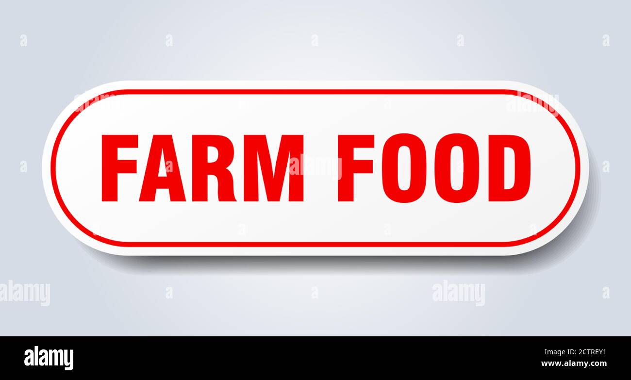 farm food sign. rounded isolated sticker. white button Stock Vector ...