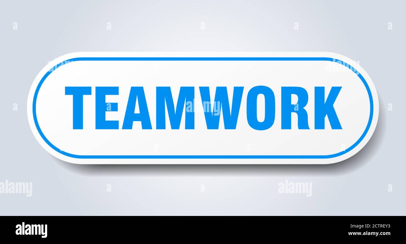 teamwork sign. rounded isolated sticker. white button Stock Vector ...