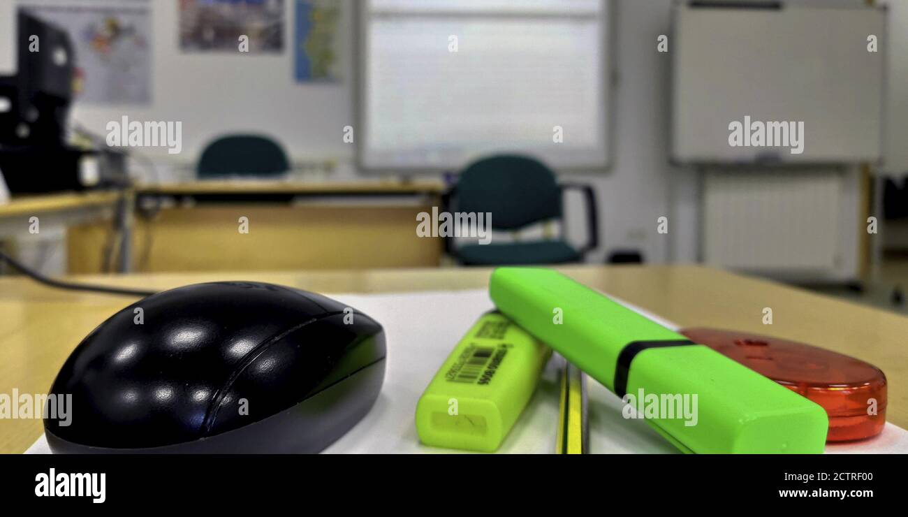 Closeup shot classroom table hi-res stock photography and images - Alamy